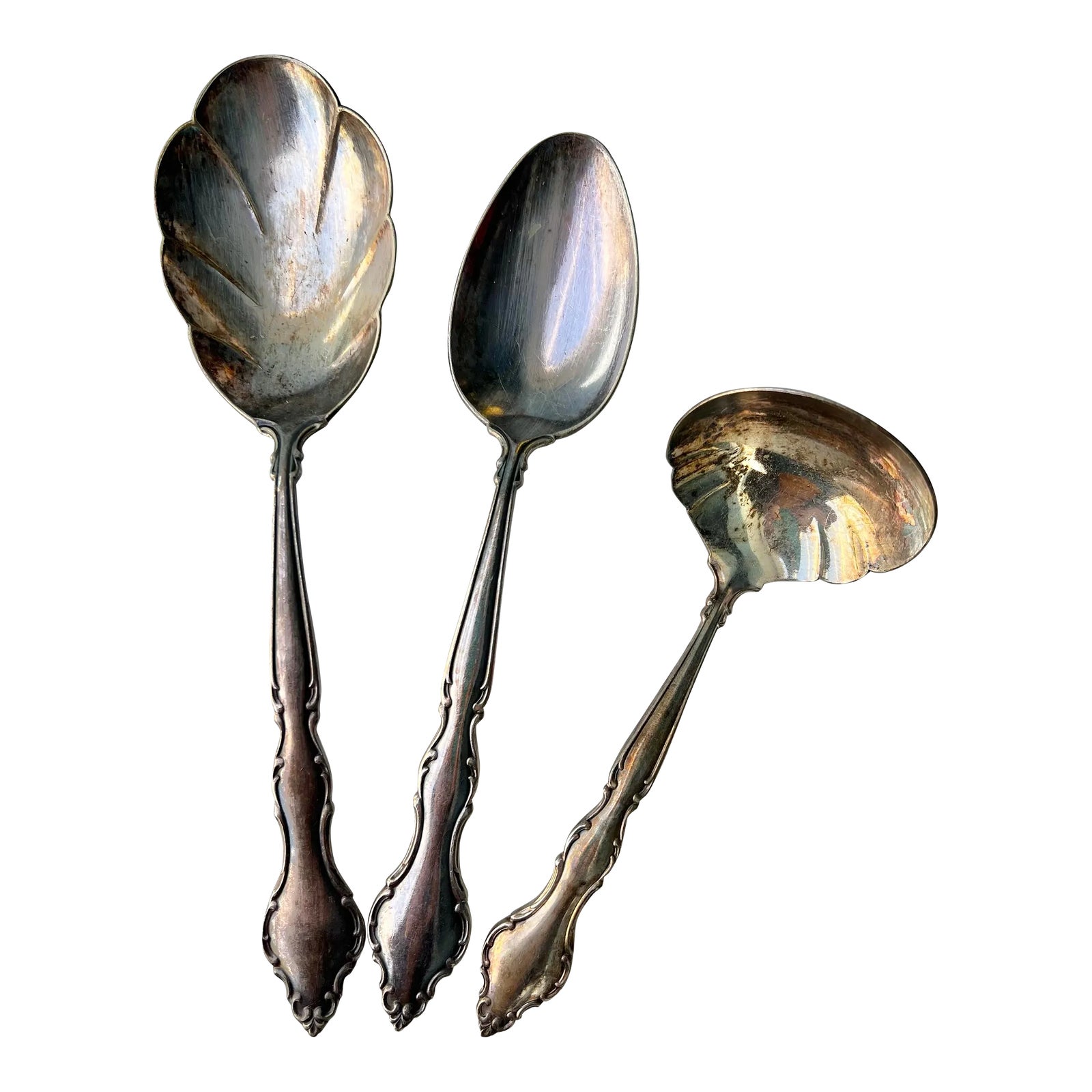 1965 Wakefield International Silver Co. Deep Silver Serving Spoons- Set ...