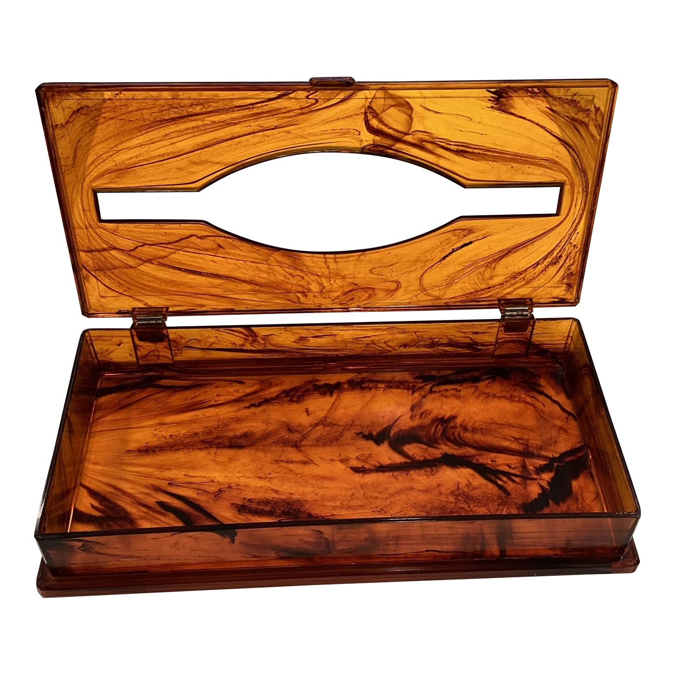1970s Lucite Oblong Tortoise Shell Tissue Box Cover | Chairish