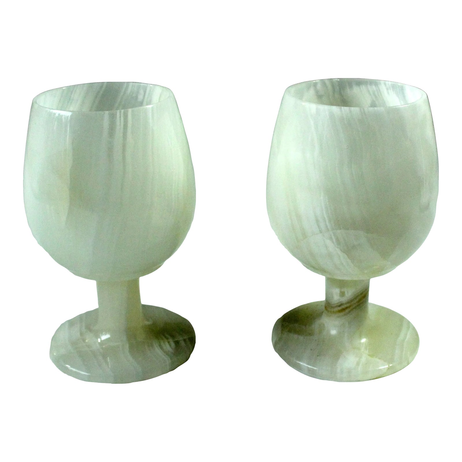1970s Vintage - Onyx Goblets, Wine Glasses, Set of 2, Handmade in Italy ...