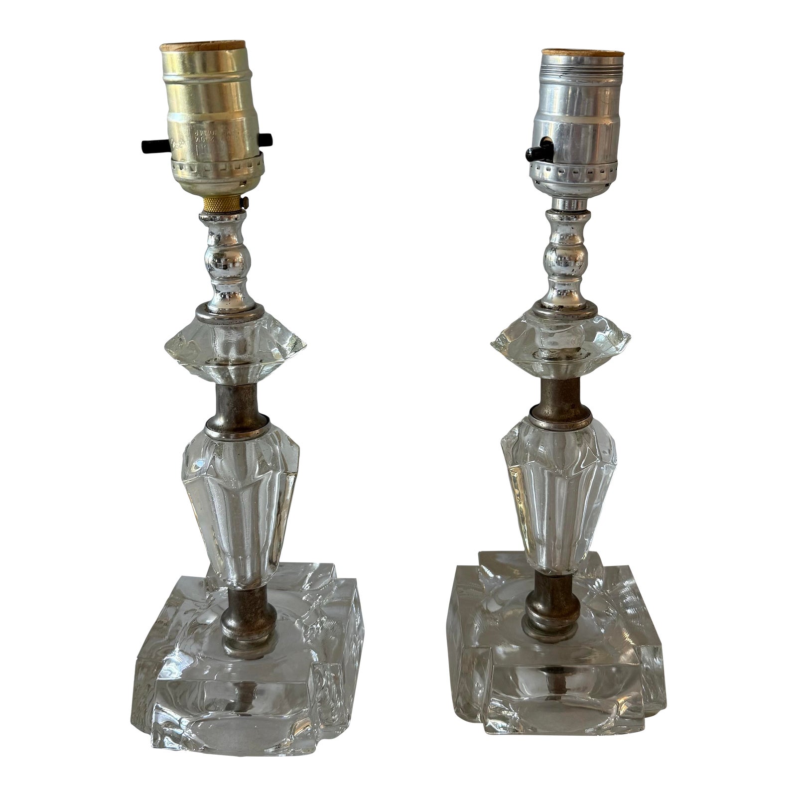 Pair of Vintage Crystal Table Lamps | Chairish