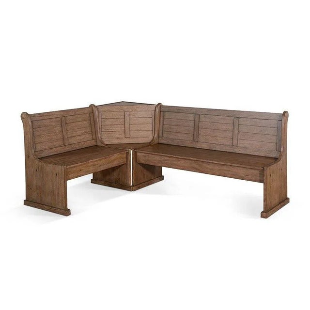 Rustic Breakfast Nook Set With Corner and Side Benches - Set of 3 ...