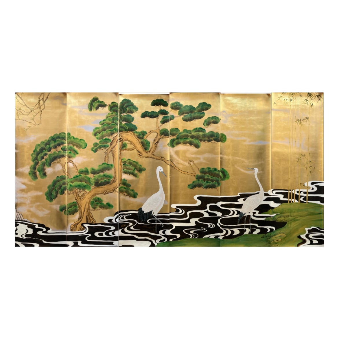 Hand-Painted Chinoiserie Wallpaper Mural, Elegant Crane & Chinese ...
