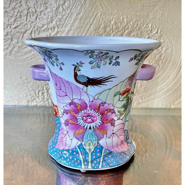 1980s Asian Cachepot Vase in the Style of Mottahedeh | Chairish