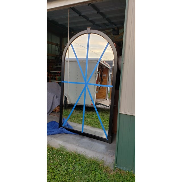 10 Ft Tall 1980s Arched Beveled Mirror With Wood Framing | Chairish