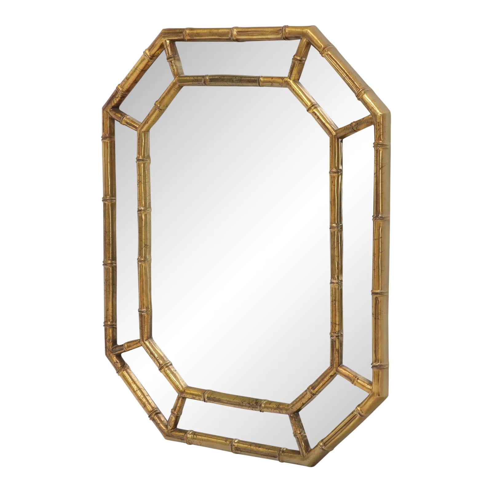Mid 20th Century Rectangle Hexagon Shape Gold Finish Gilt Faux Bamboo ...