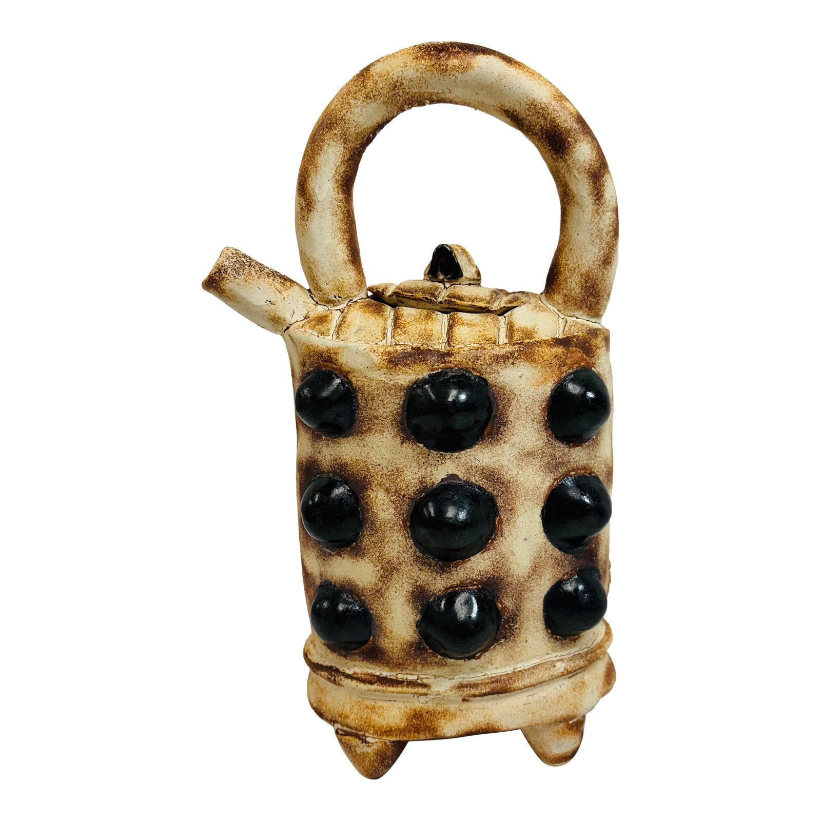 Vintage Terry Gess Pottery Teapot With Dots | Chairish