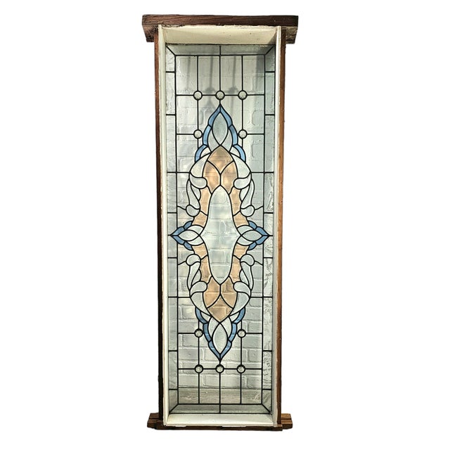 Large Glass Window Framed Architectural Salvage W/ Jewels | Chairish