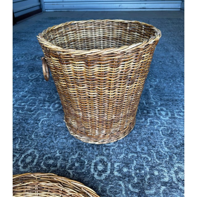 Rustic European Wicker Basket W/Lid | Chairish