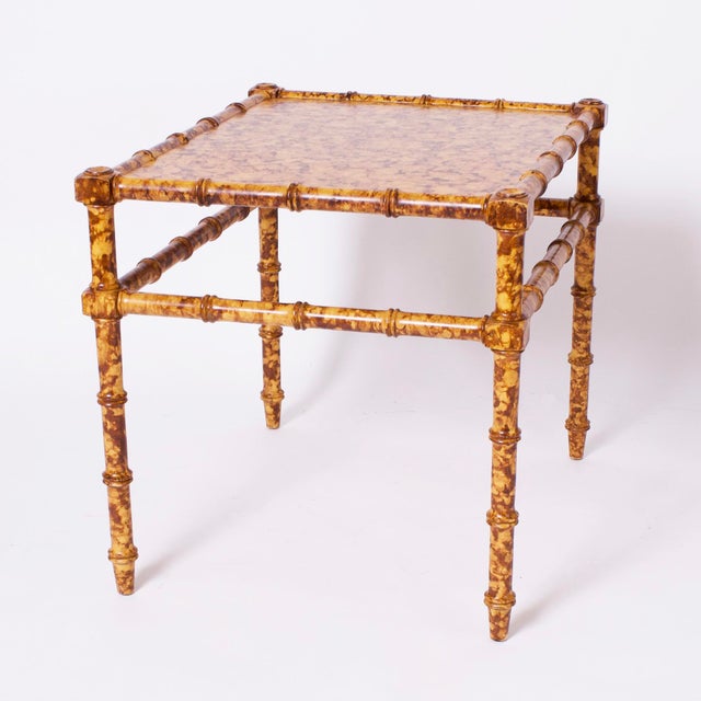 Pair of Faux Bamboo Faux Tortoise Stands or Tables | Chairish