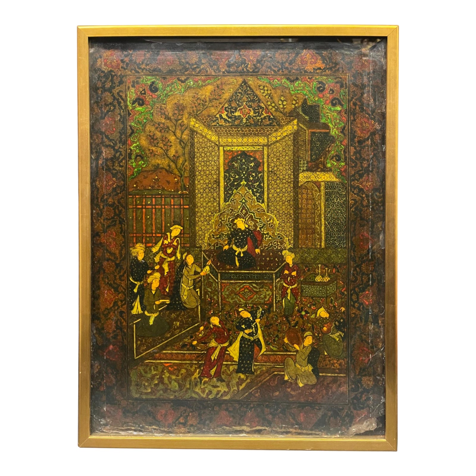 A Safavid Oil on Paper Mache Painting | Chairish