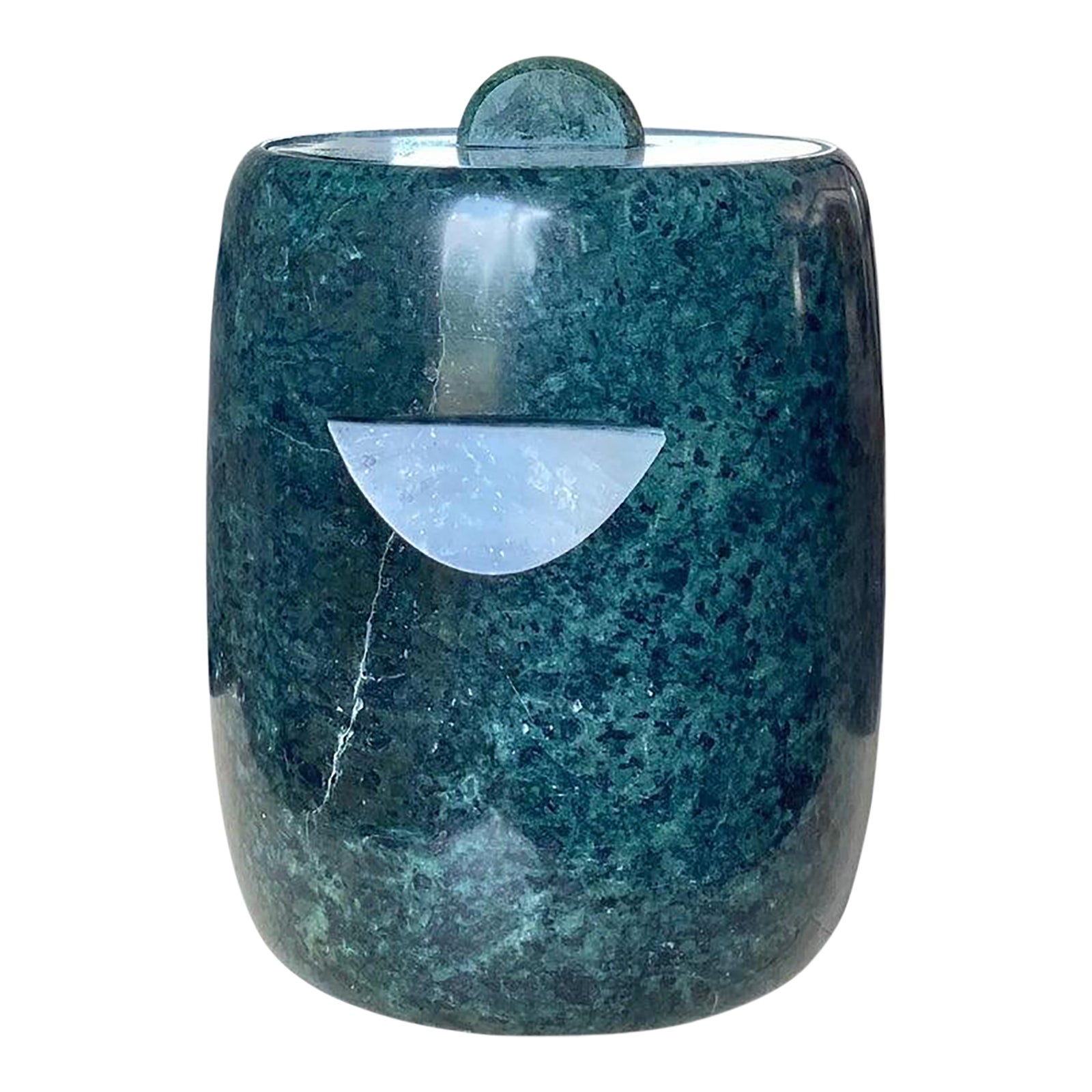Green Marble Lidded Ice Vessel Bucket | Chairish