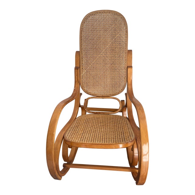 1970s Vintage Thonet Style Bentwood Caned Rocking Chair Chairish