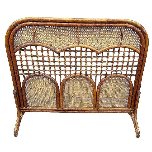 Restored Mid-Centry Rattan & Woven Wicker Fireplace Screen | Chairish