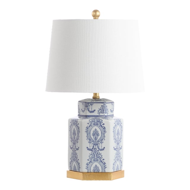 Michelle Table Lamp in Blue & White - a Pair | Chairish