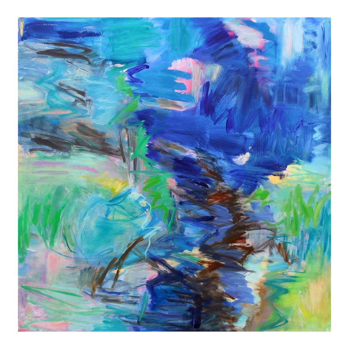 "Blue River" by Trixie Pitts Abstract Expressionist Oil Painting | Chairish