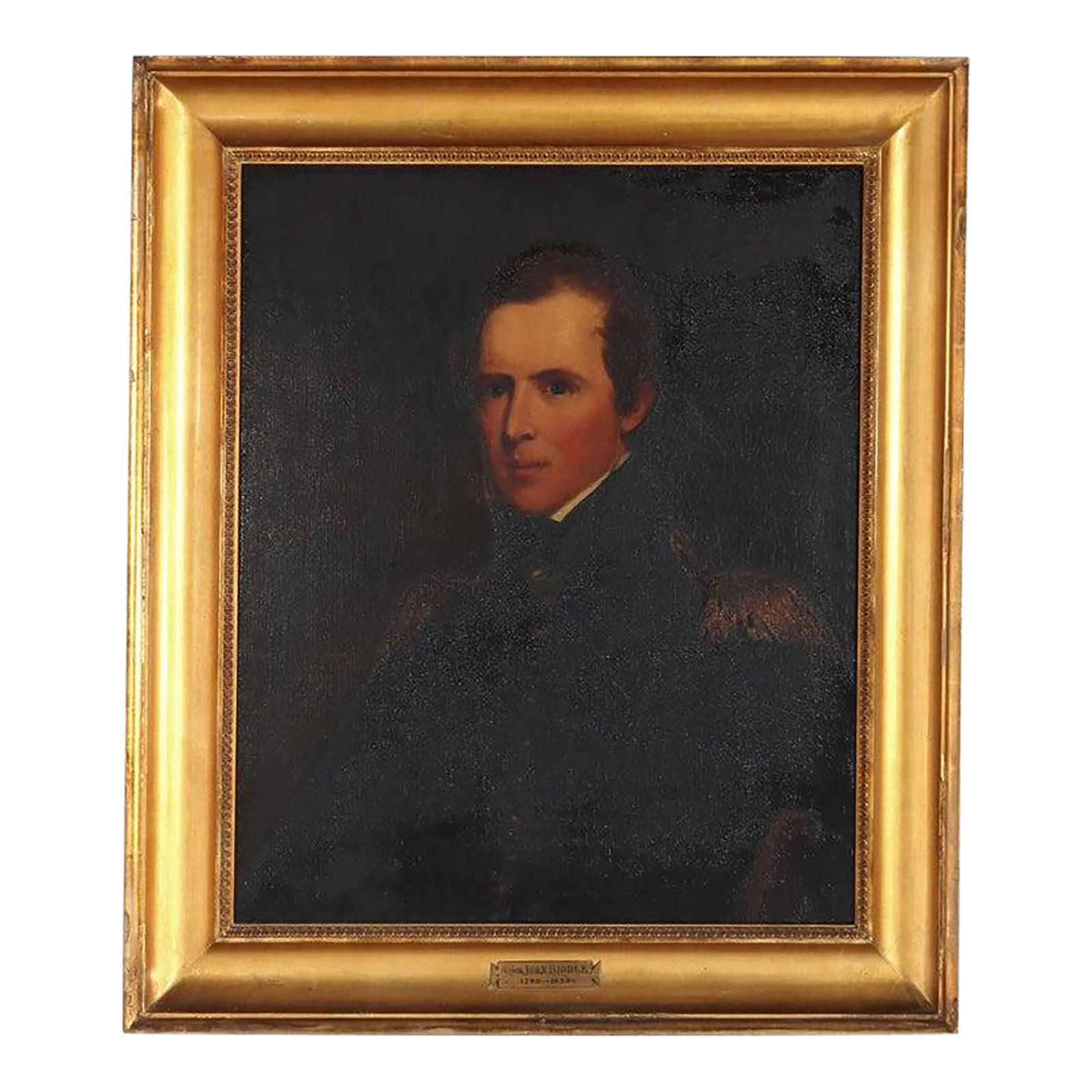 Large Antique Oil on Canvas Portrait Painting of Major John Biddle ...