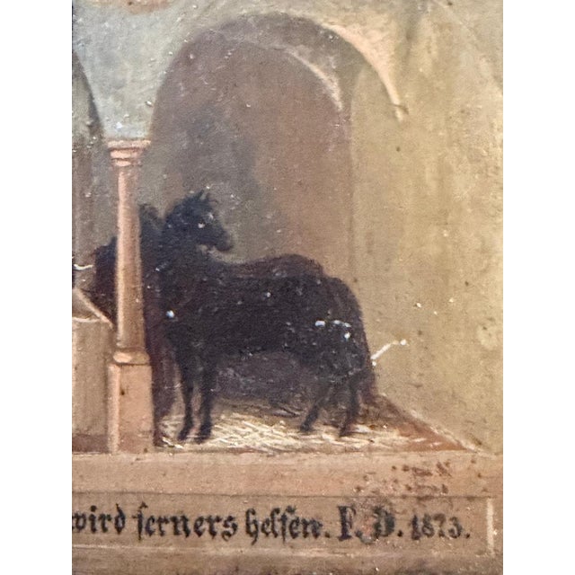 Mid 19th Century Religious Painting Maria Mary Baby Jesus in Stable ...