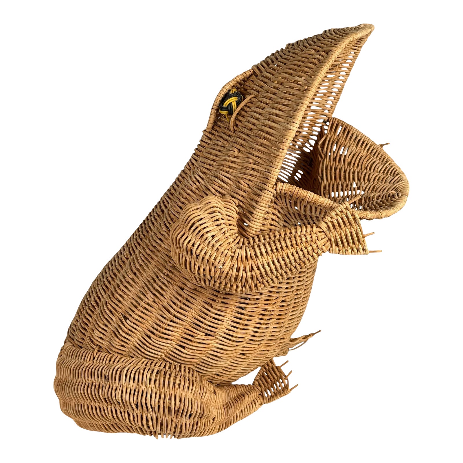 Vintage Olivia Cajan Wicker Rattan Frog Magazine Holder Whimsical ...