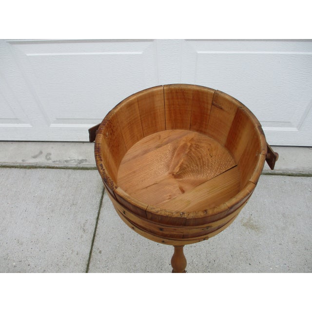 Rustic Country Half-Barrel Three-Legged Plant Stand | Chairish