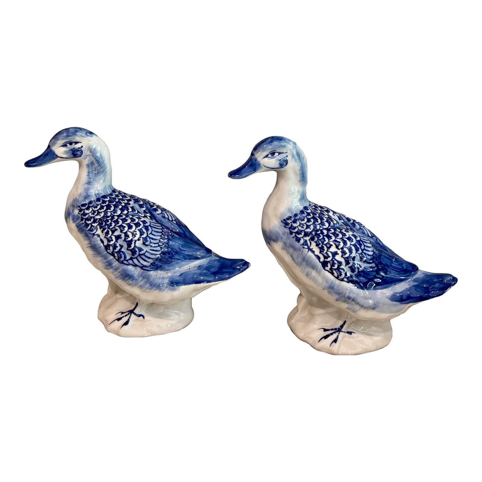 Delft Ducks Figurines, Pair | Chairish