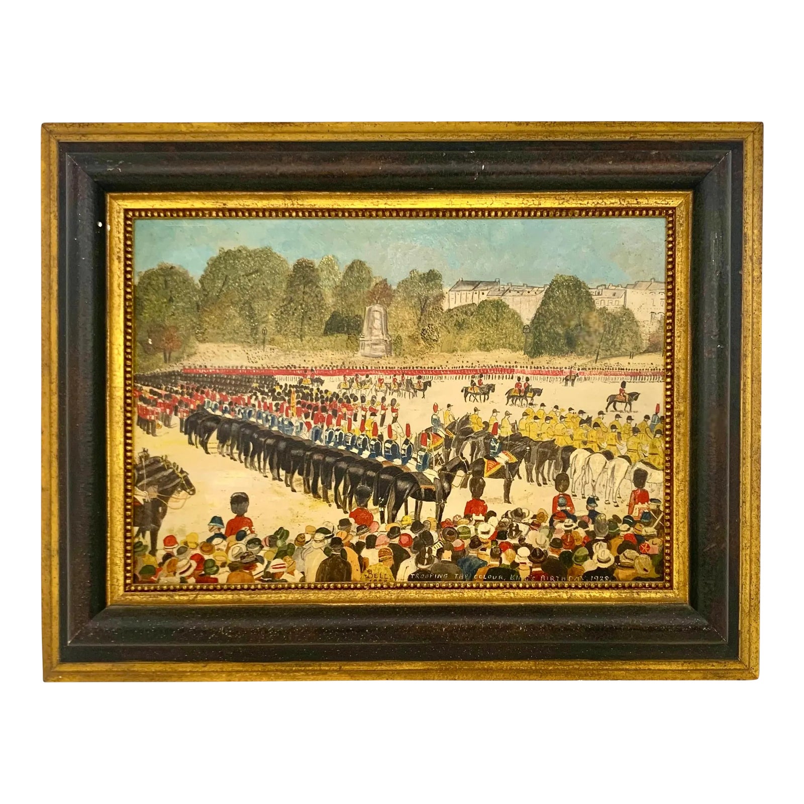 Antique Oil Painting Trooping the Colour Ceremony King’s Birthday ...