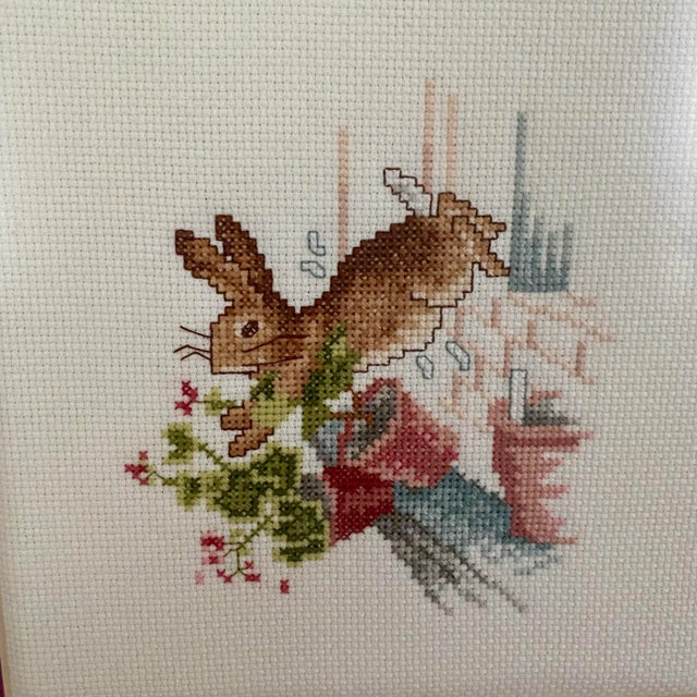 1980’s Framed Embroidered Peter Rabbit Needlepoint Nursery Art- Set of ...