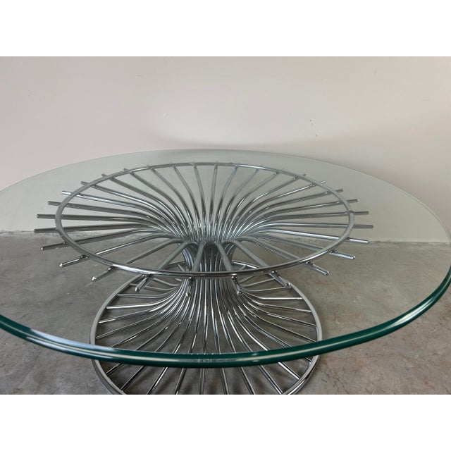 Mid-Century Italian Design Sculptural Chrome Base Coffee Table W/ Glass Top | Chairish