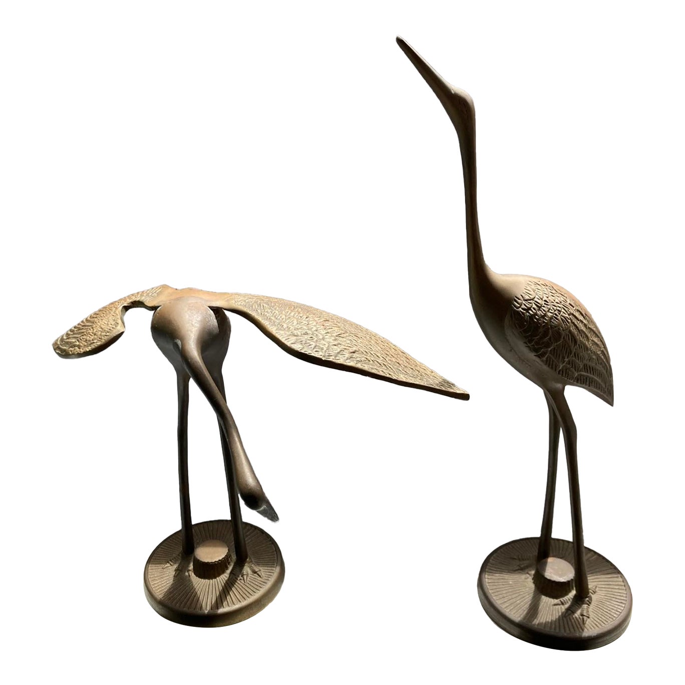 Vintage Lenoard Mid Century Modern Brass Heron Egret Crane Bird ...