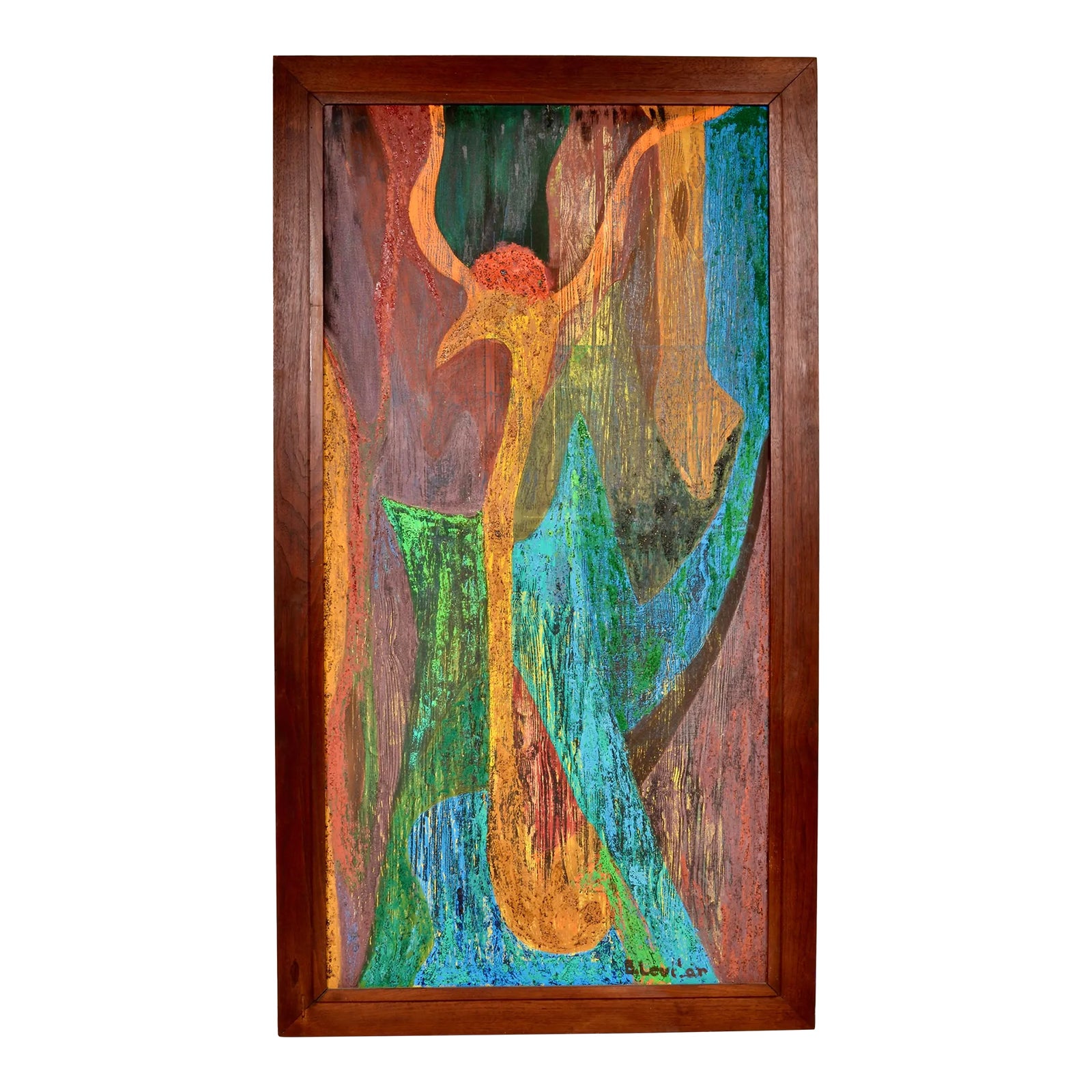 Semi-Abstract Oil-On-Board by Barbara G. Levitan, Usa 1955, 58"x32 ...