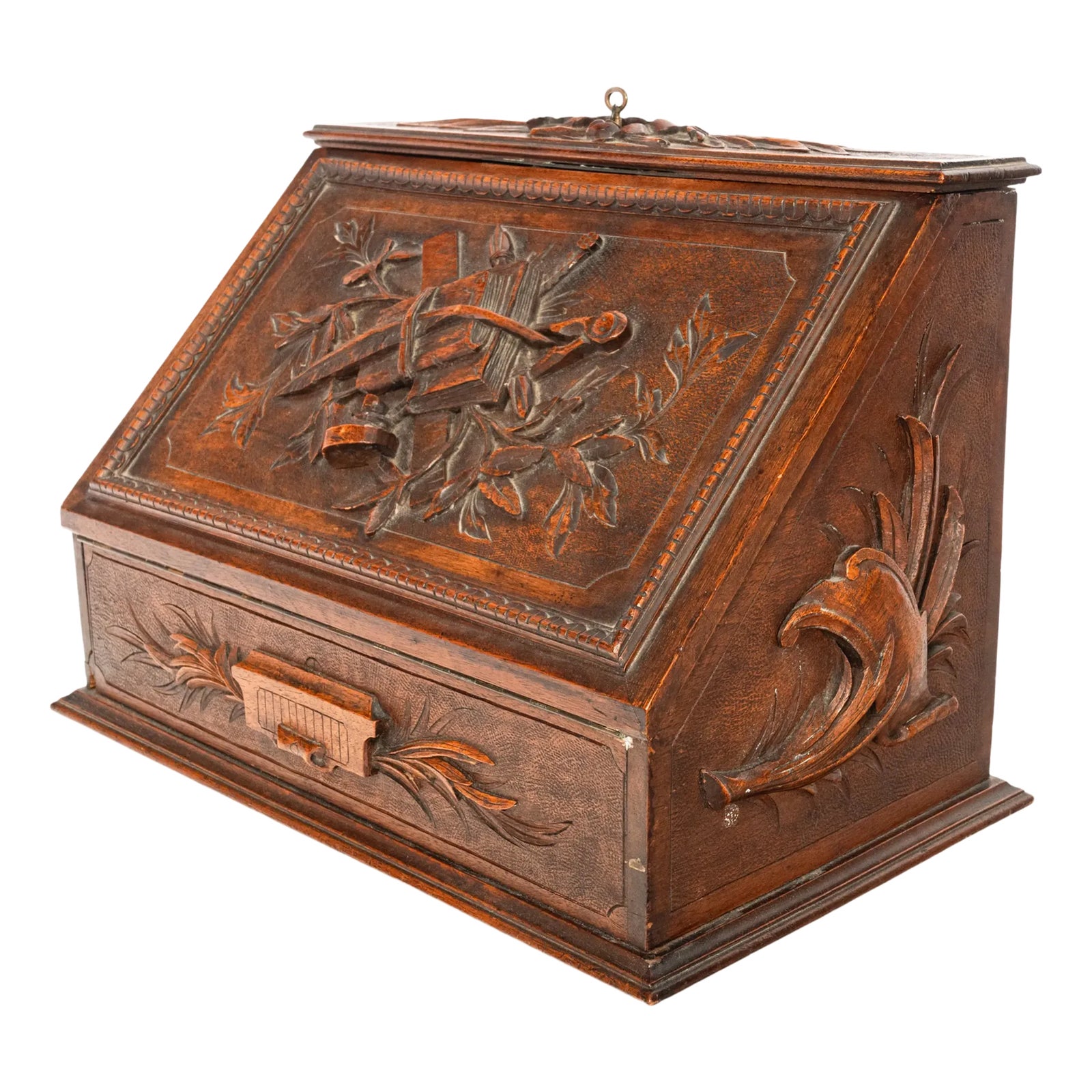Late 19th Century Antique Swiss German Black Forest Carved Walnut ...