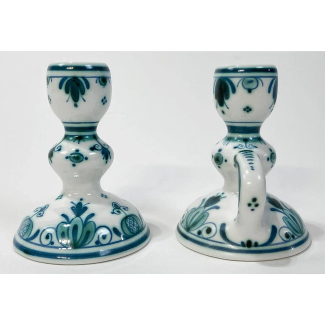 Vintage Royal Delft De Porceleyne Fles Delvert Green Candlesticks, a ...