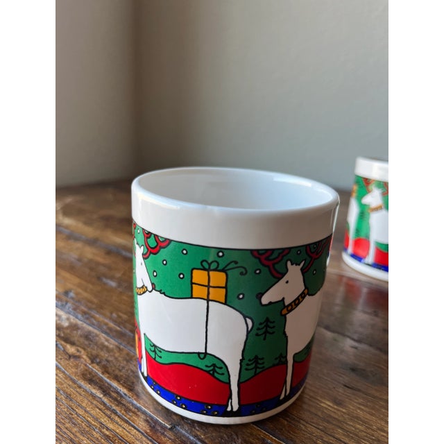 Vintage 1980’s Fpc England Alan Wood Reindeer Mugs- Set of 2 | Chairish