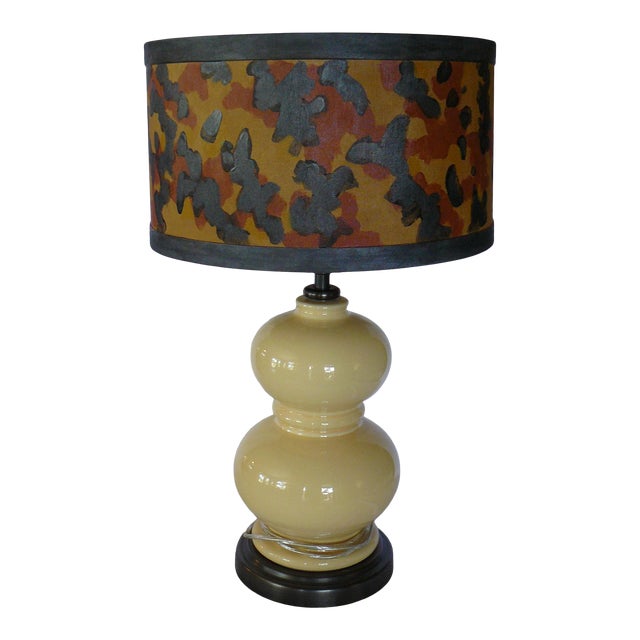 Pottery Barn Double Gourd Lamp With Hand Painted "Tortoise-Shell" Shade ...