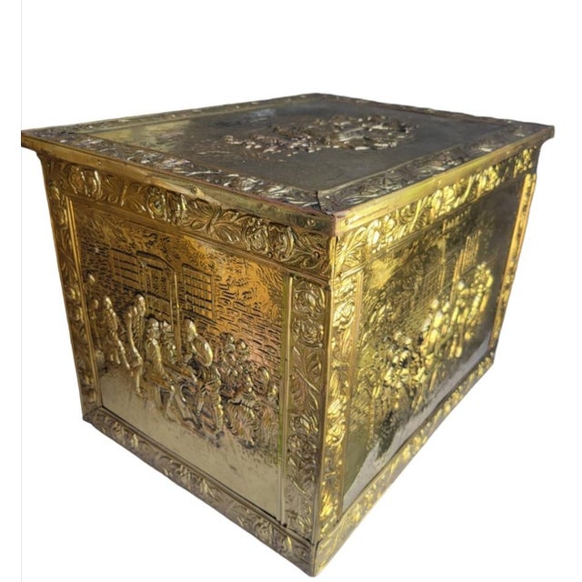 Vintage Sheet Brass Embossed Gold Cedar Decorative Storage Box | Chairish