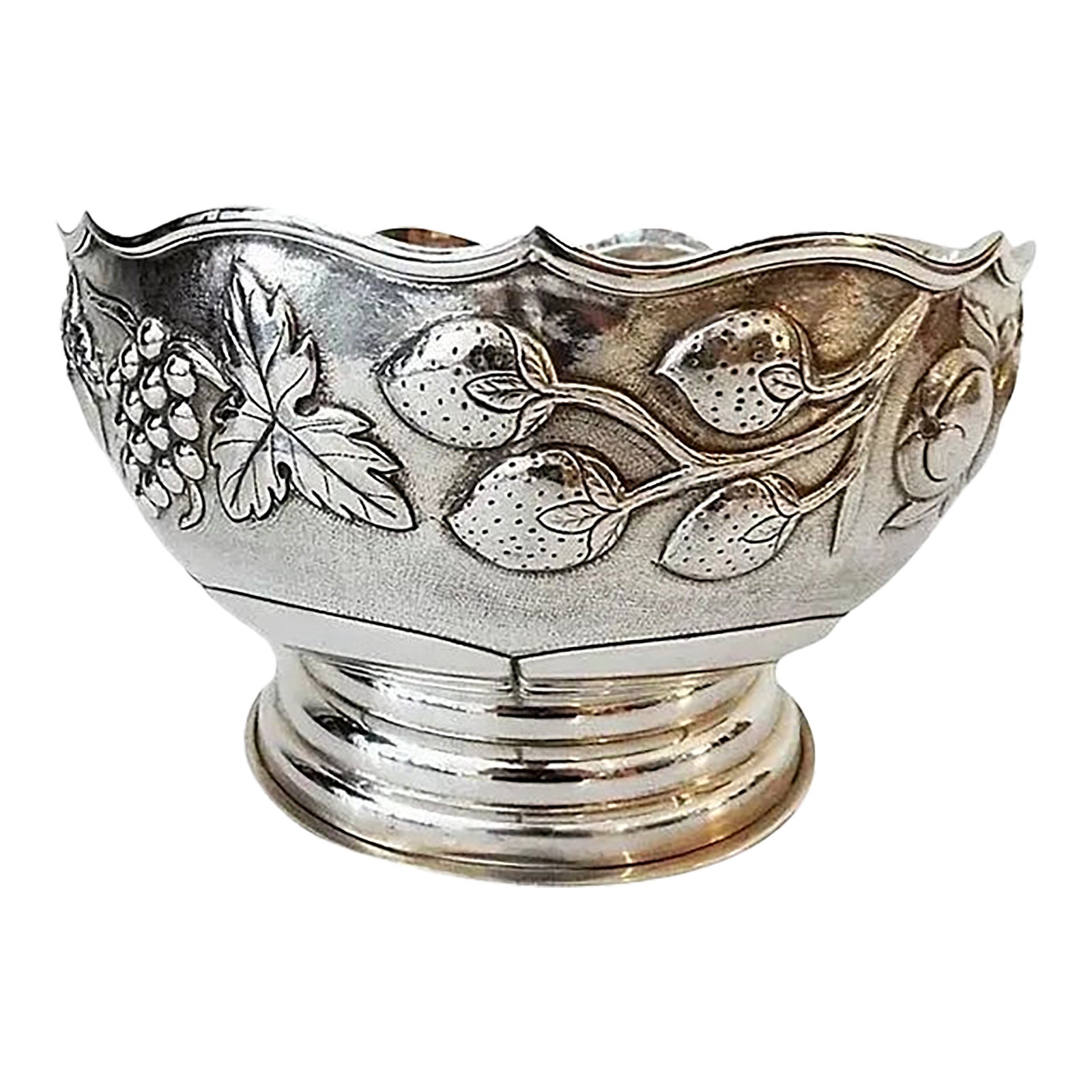 Old Repousse Silver Bowl Marked | Chairish