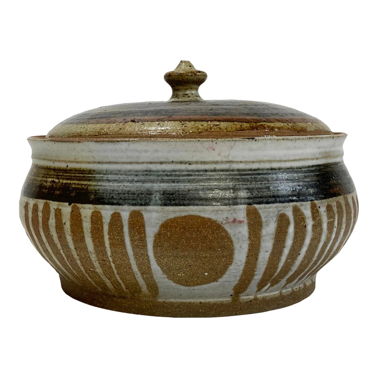 Vintage Studio Pottery Lidded Crock Vessel | Chairish