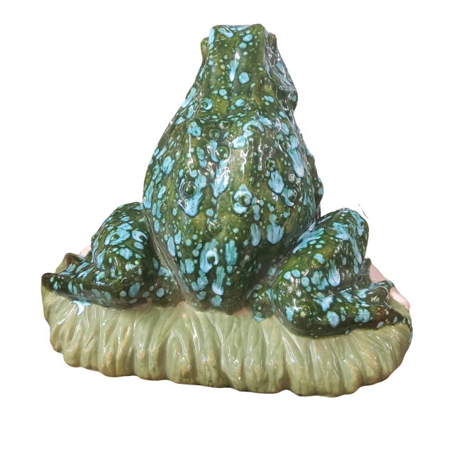 Large 1970s Ceramic Glazed Pottery Frog | Chairish