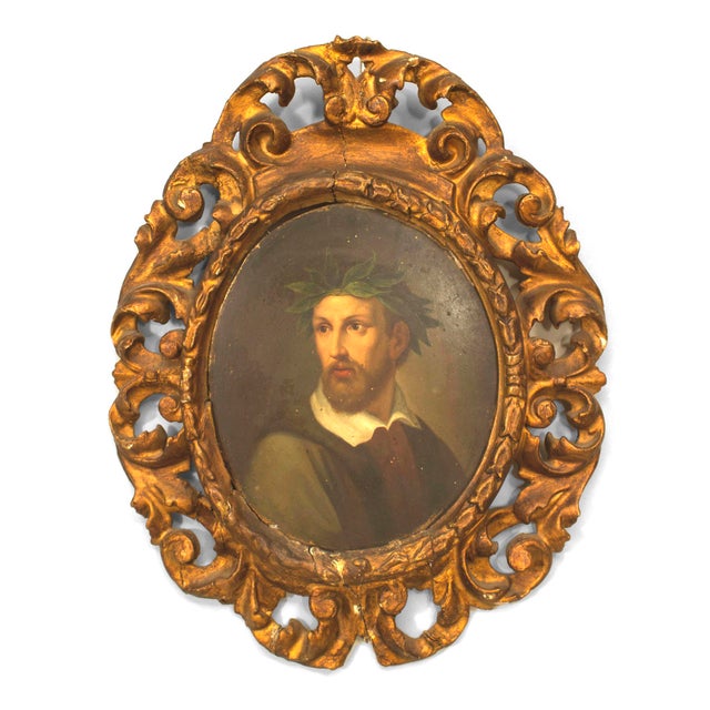 Italian Renaissance Style 19th Century Portrait on a Man in a Gilt Wood ...