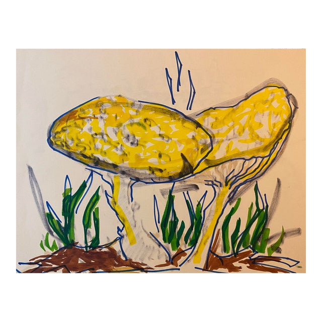 1960s Alexandra Merker Mushroom Painting | Chairish