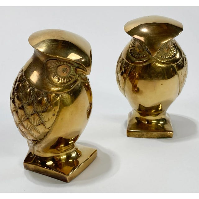 Vintage Solid Brass Owl Bookend Pair | Chairish