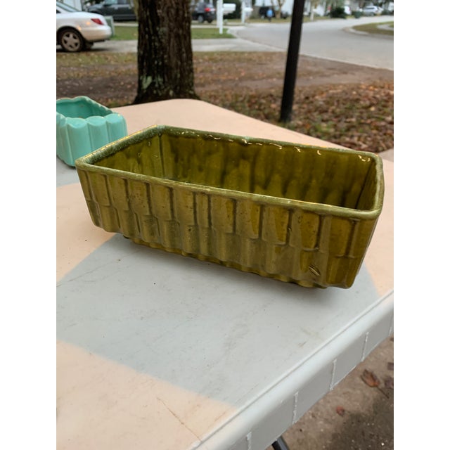 Mid-Century Cookson Pottery Green Ceramic Planter | Chairish