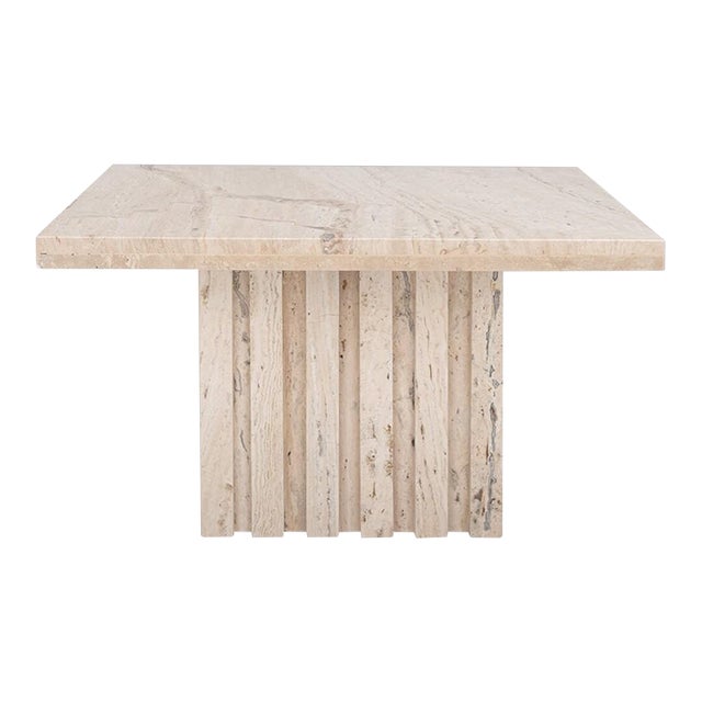 Olivia Square Travertine Accent Table - Off White | Chairish