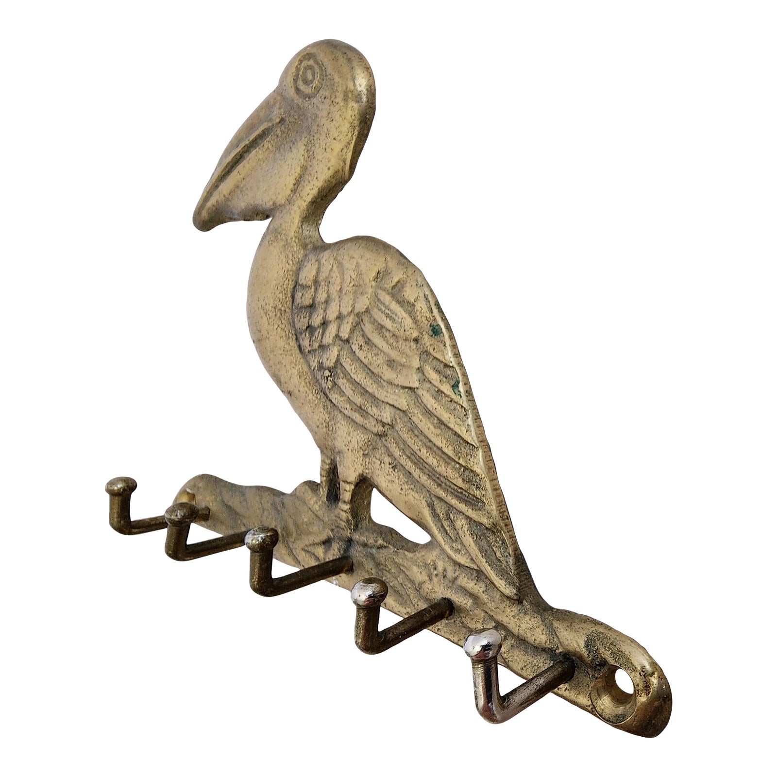 1960s Vintage Brass Pelican Key Rack Hooks | Chairish