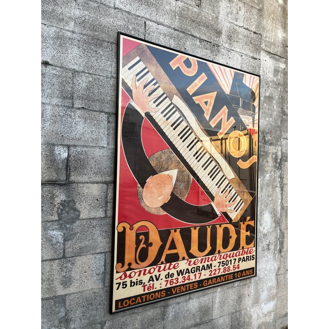 Vintage Art Deco Framed Lithograph Poster "Pianos Daude" by Andre Daude ...