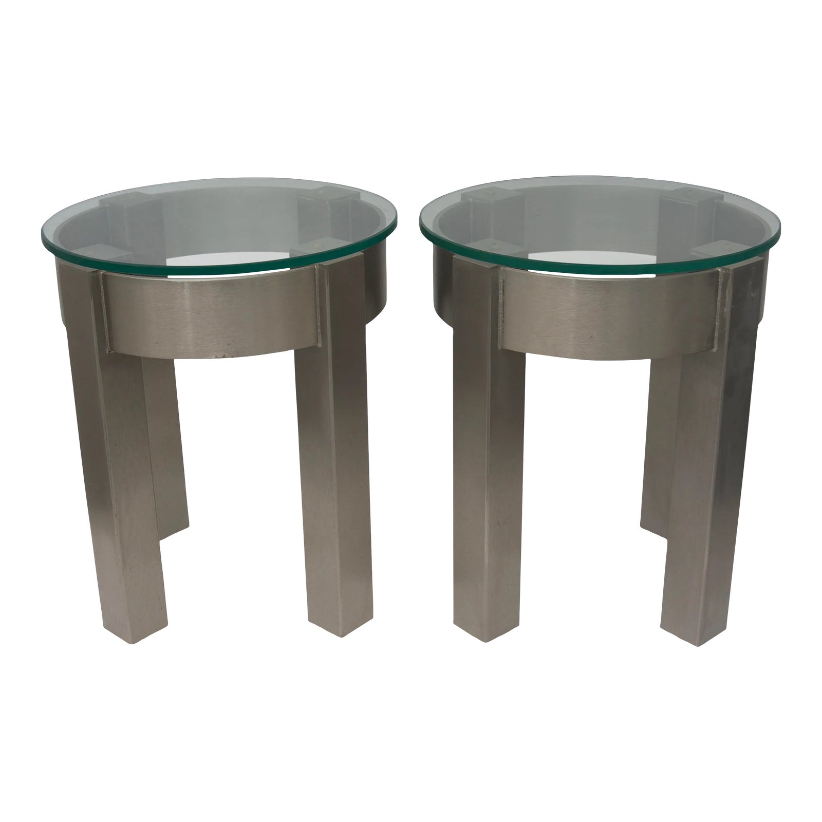 1980s Stainless Steel Side Tables - a Pair | Chairish