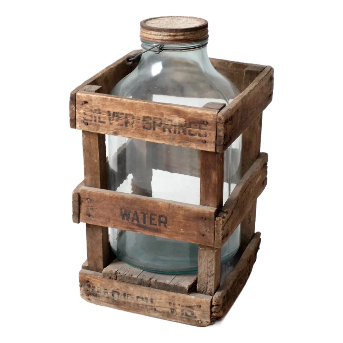 Vintage Silver Springs Water Bottle in Wooden Crate | Chairish