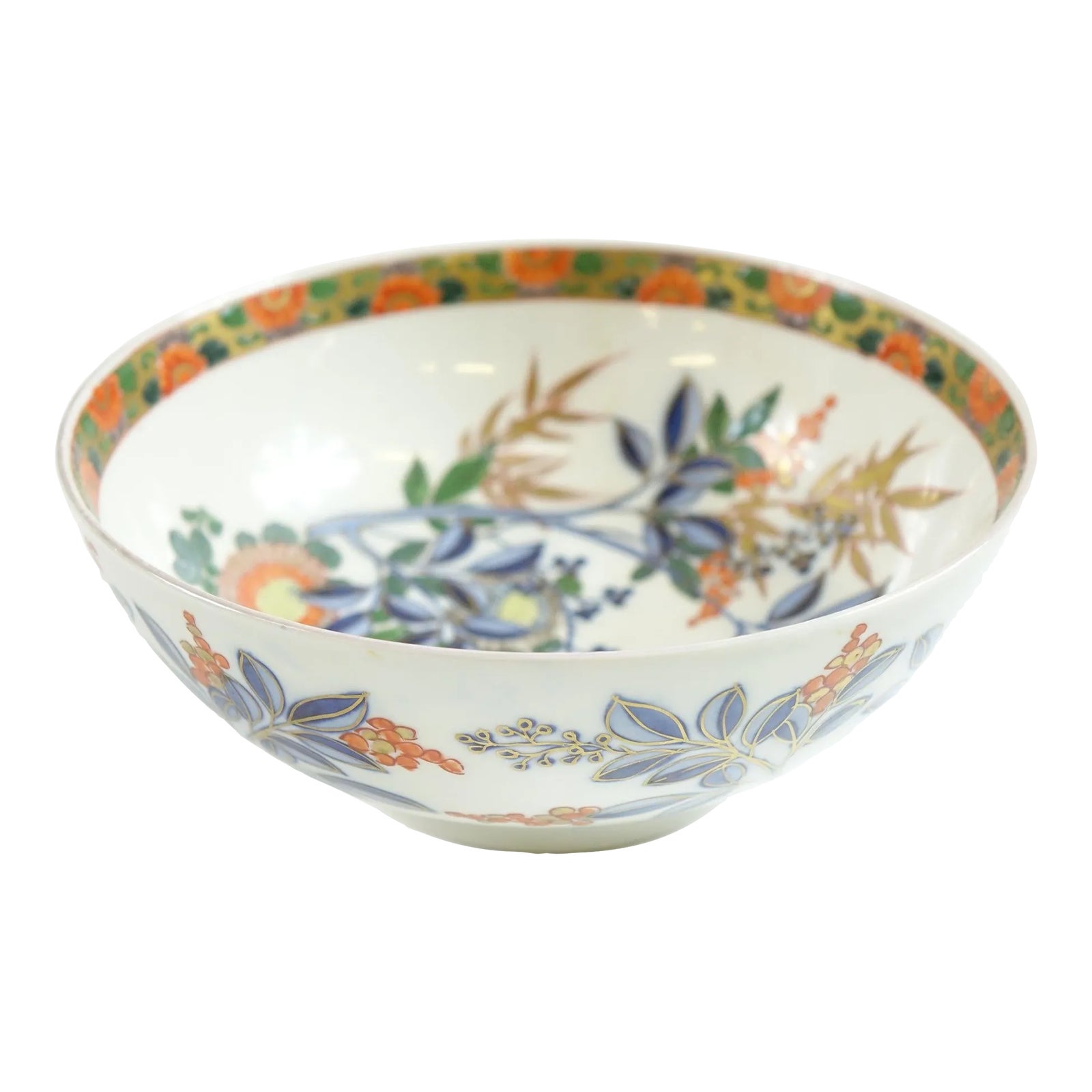 Antique Japanese Bowl With Floral Design | Chairish