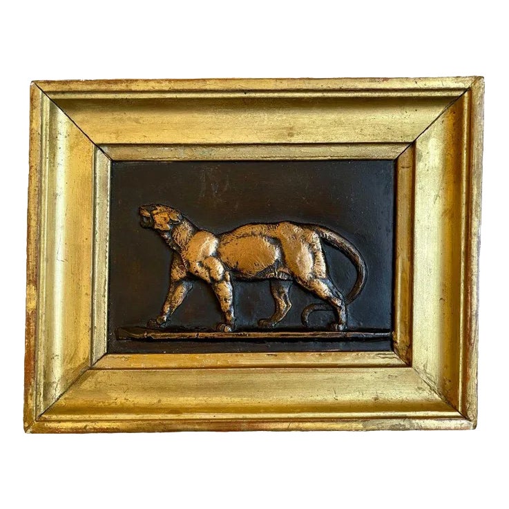 Copper Leopard Bas Relief after Barye | Chairish