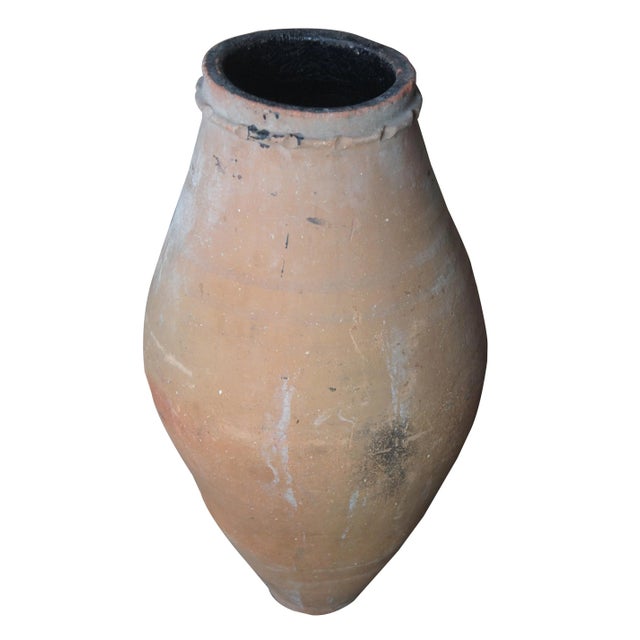 Antique Clay Amphora Vessel Floor Vase - 35" | Chairish