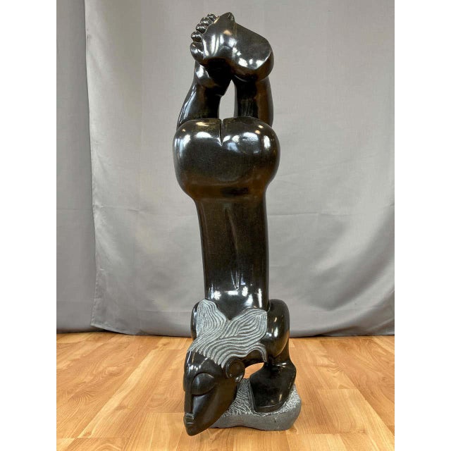 Gedion Nyanhongo “Exercising”, Large Shona Springstone Sculpture, 1990s ...